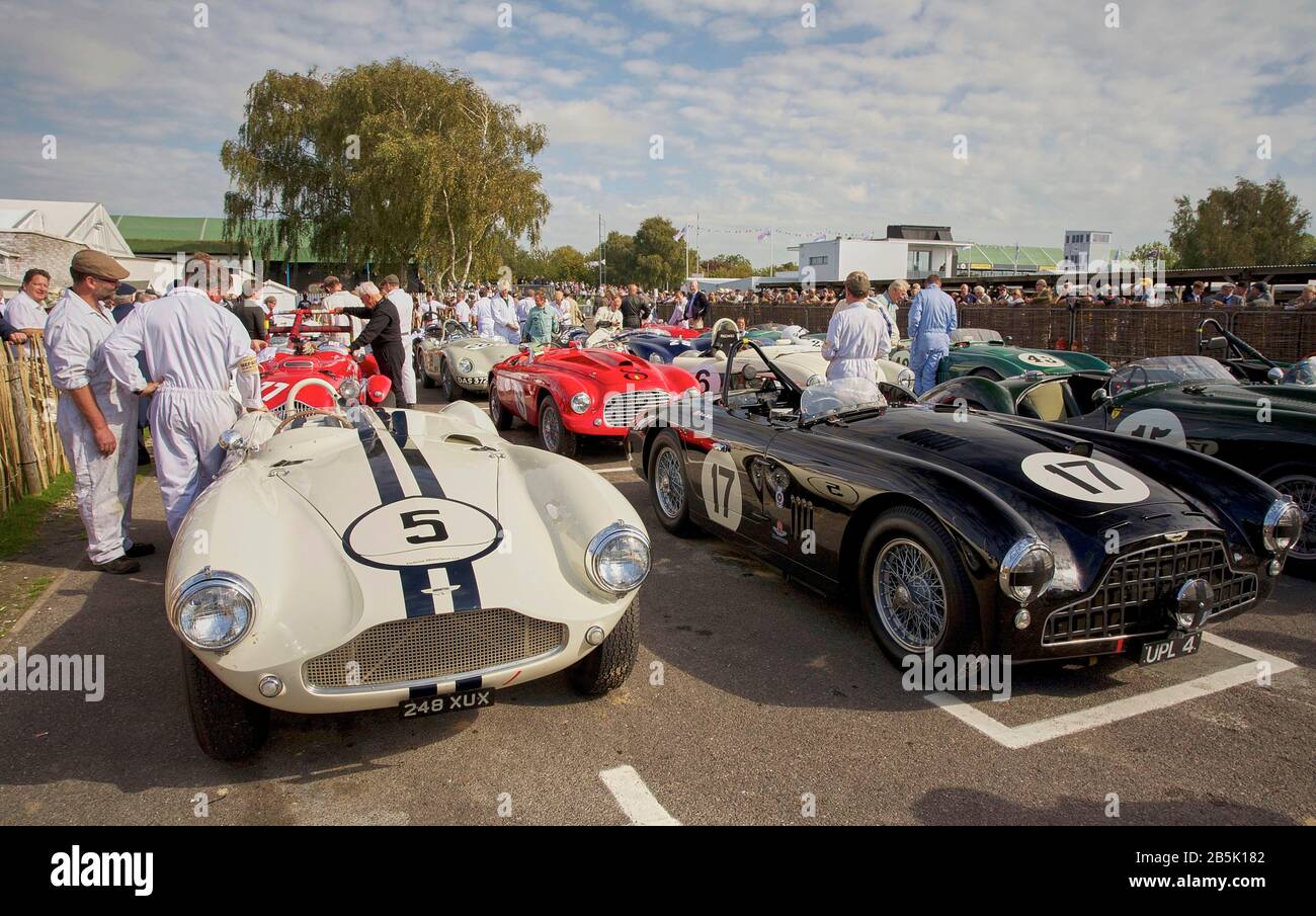 Line up of vintage super cars at the Goodwood Revival Meeting 2011 ...