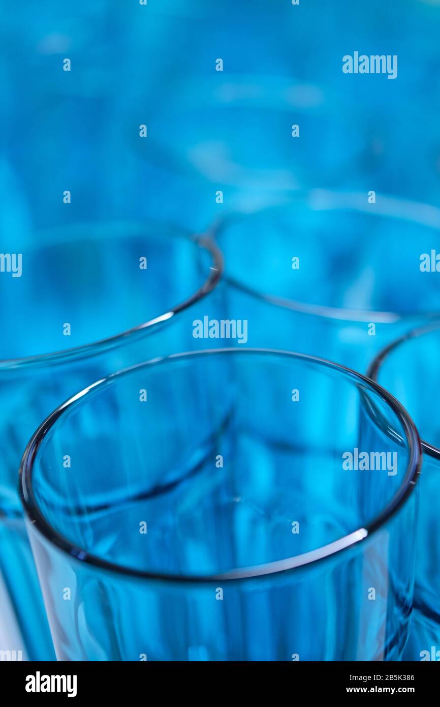 Glass modern blue glass. Vertical. Close up Stock Photo - Alamy
