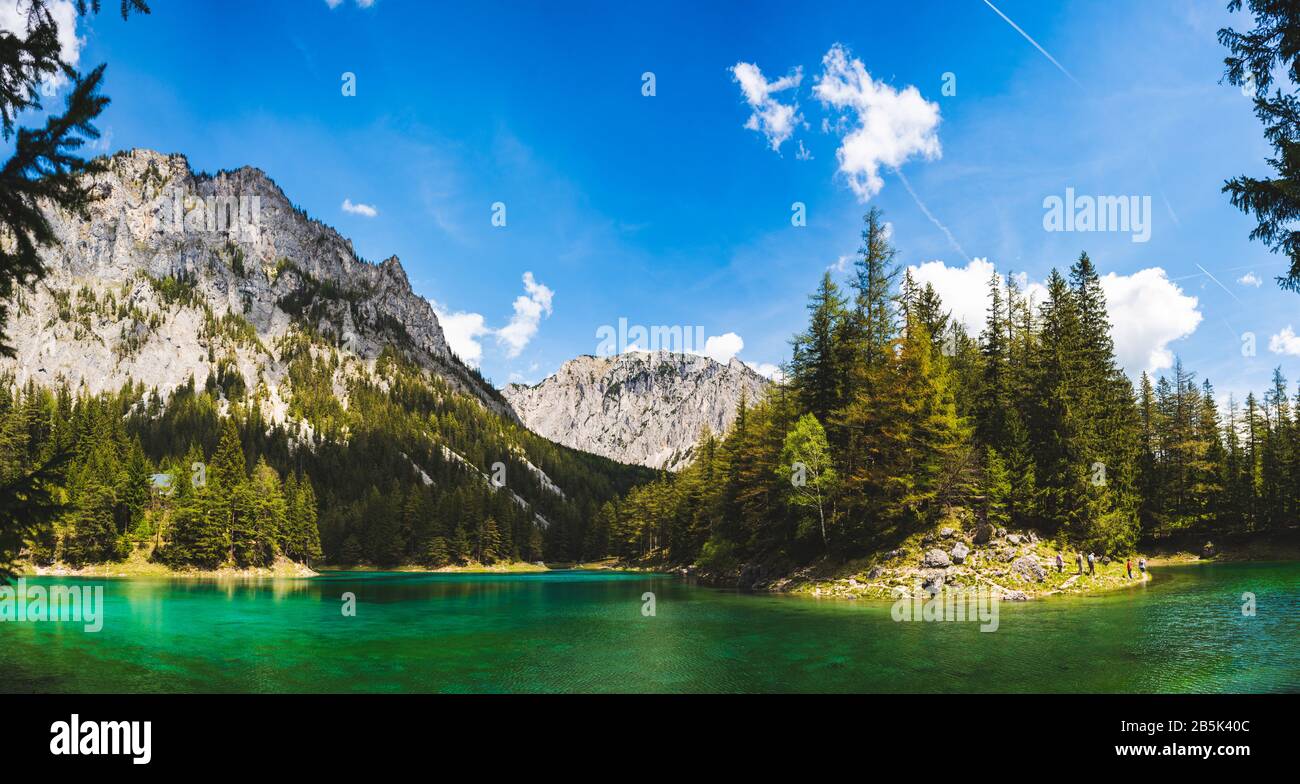 Green Lake panorama landscape in Styria, Austria. Gruner See place to ...