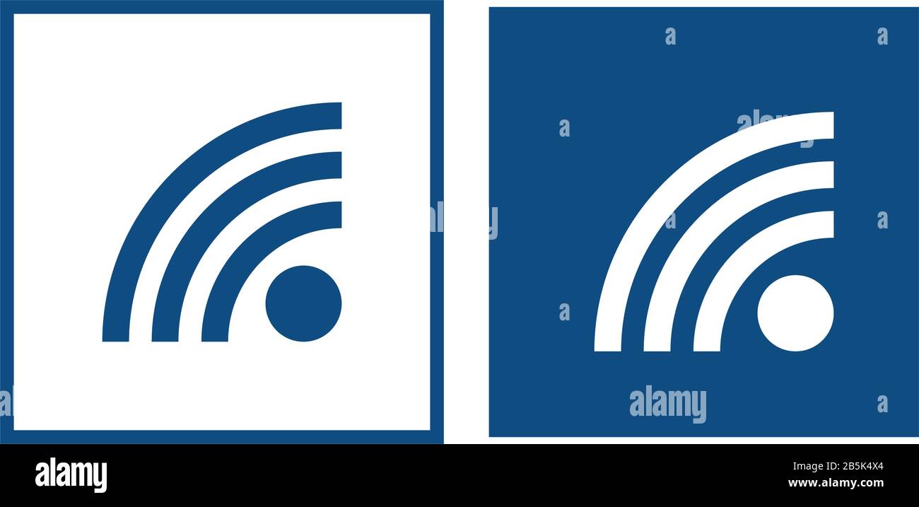 Signal internet. The symbol is located in a square frame. Vector blue ...