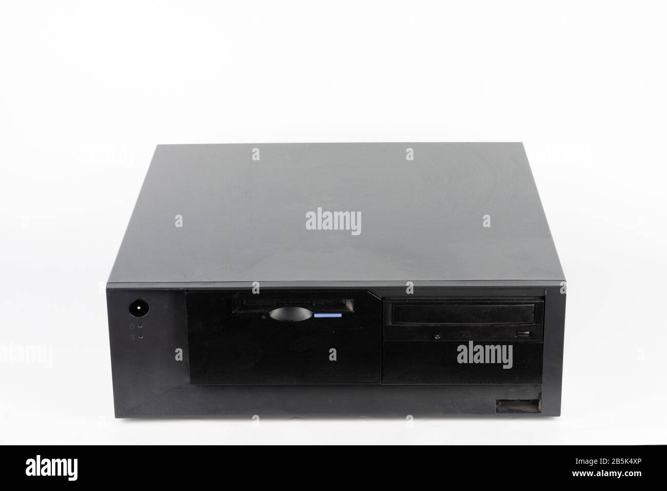 The old desktop computer, PC with floppy disk drive and cd drive on ...