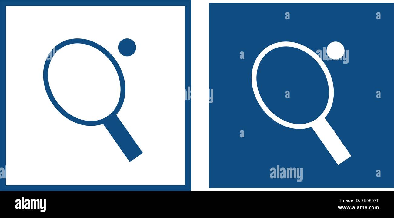 Table tennis racket with ball. The symbol is located in a square frame ...