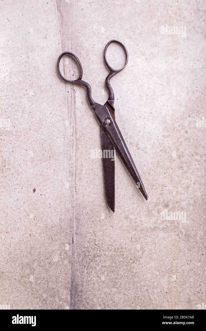 Old scissors on beige Stock Photo - Alamy