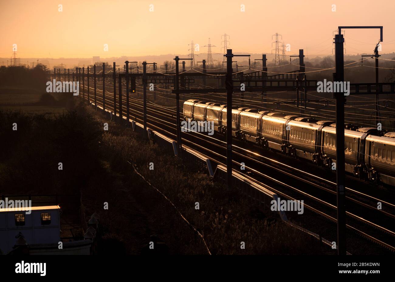 Great Western railway class Hitachi class 800 passing Coedkernew on the ...