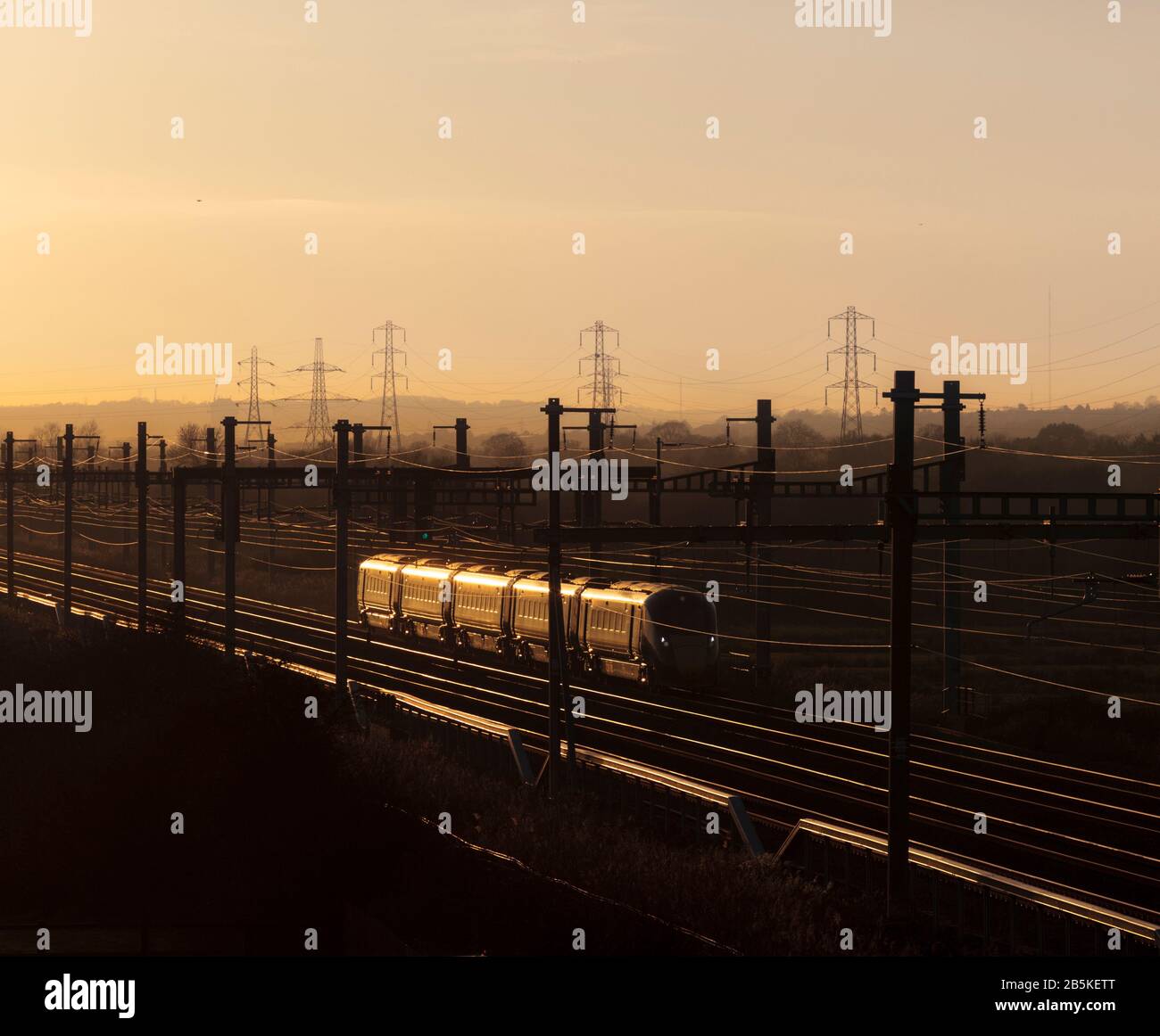 Great Western railway class Hitachi class 800 passing Coedkernew on the ...