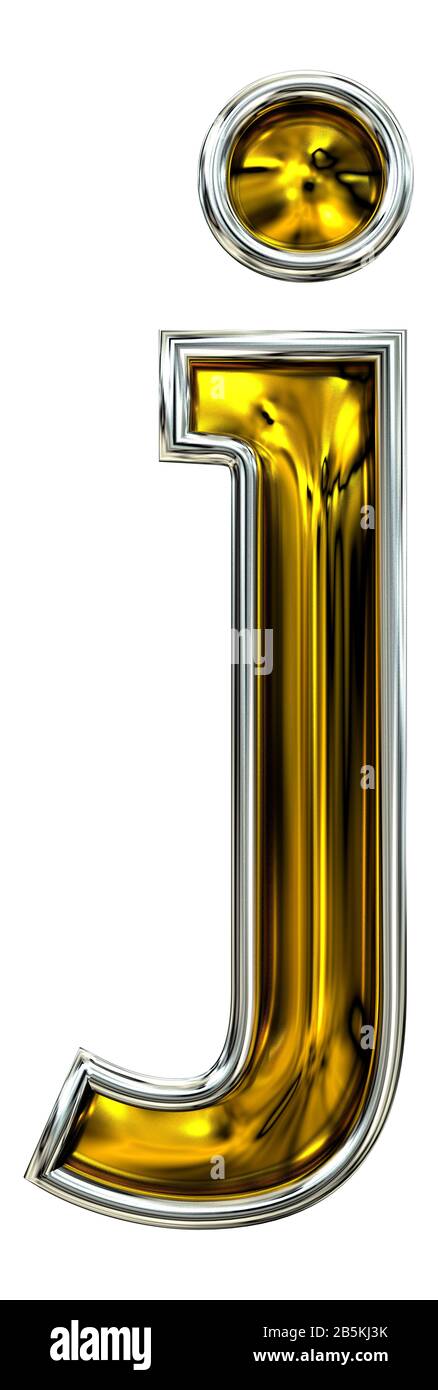 3D rendering. Lowercase Letter j. Embossed metal blend. Clean Door ...