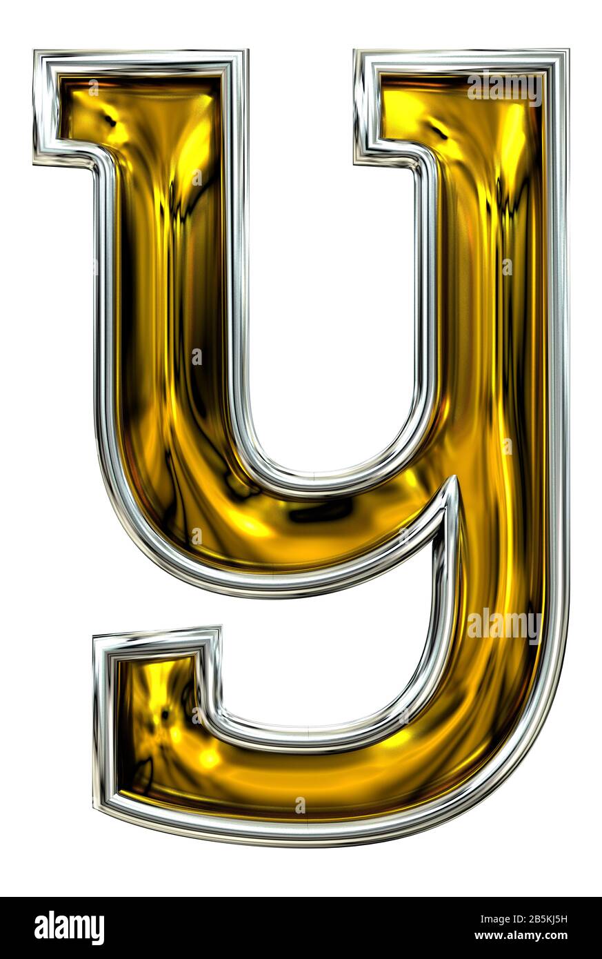 3D rendering. Lowercase Letter y. Embossed metal light. Pristine Door ...