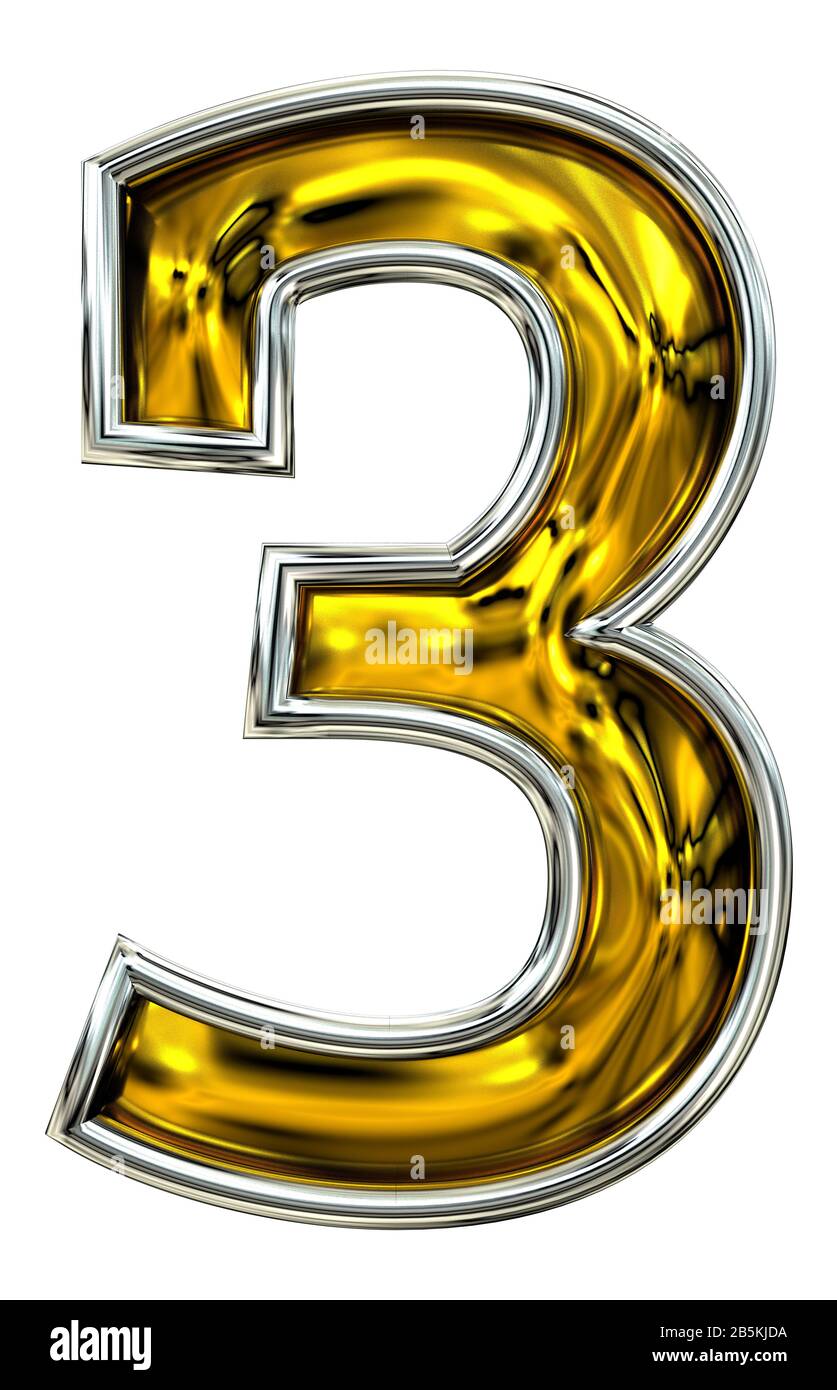 3D rendering, number three 3. Embossed metal blend. New high resolution ...