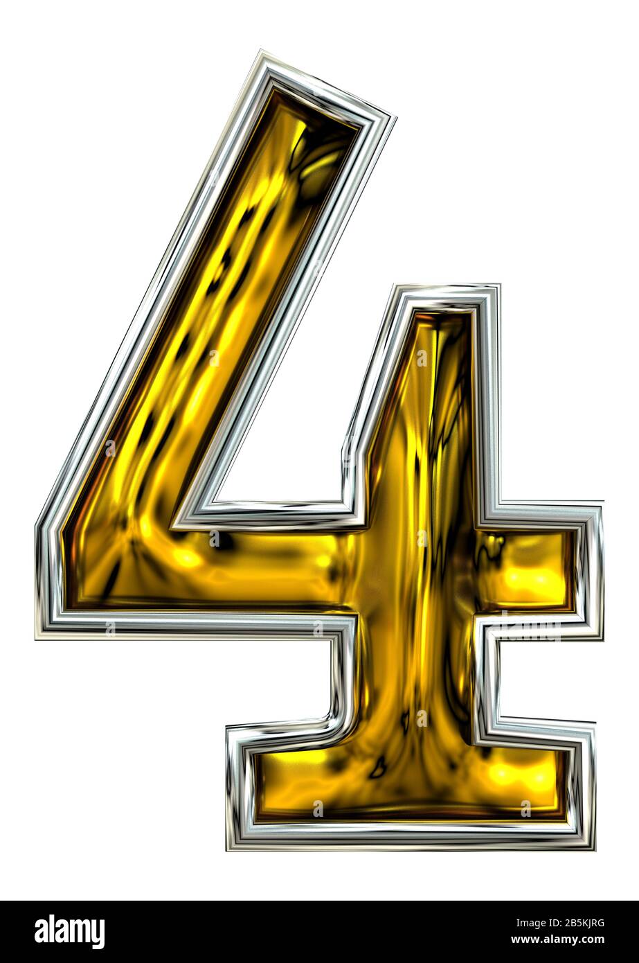 3D rendering, number four 4. Embossed metal graphic. Clean high ...