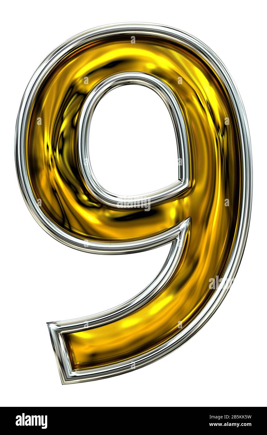 3D rendering, number nine 9. Fresh Door number style font. Pure high ...