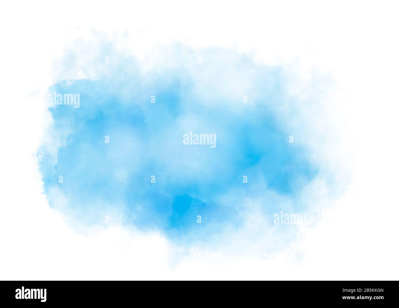 Blue watercolor ethereal cloud splash on white background for web site ...