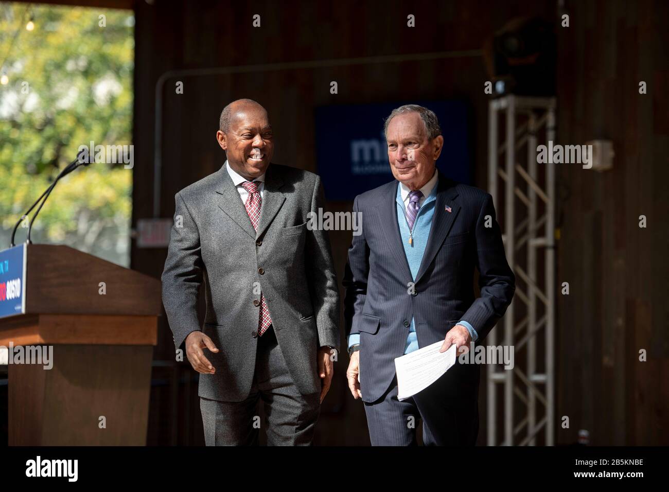 Mayor Sylvester Turner (l) and Michael Bloomberg at a rally at The ...