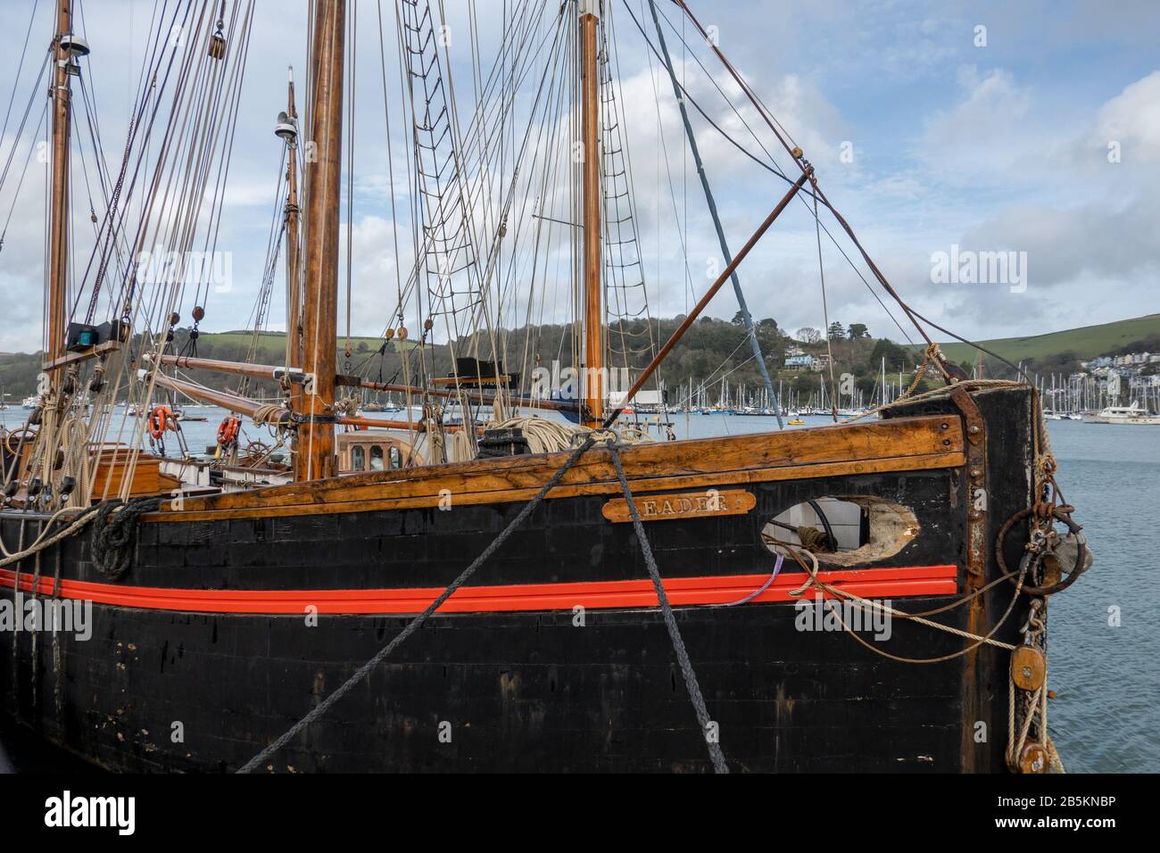 Wooden sailing boat "Leader" moored at Dartmouth Stock Photo - Alamy
