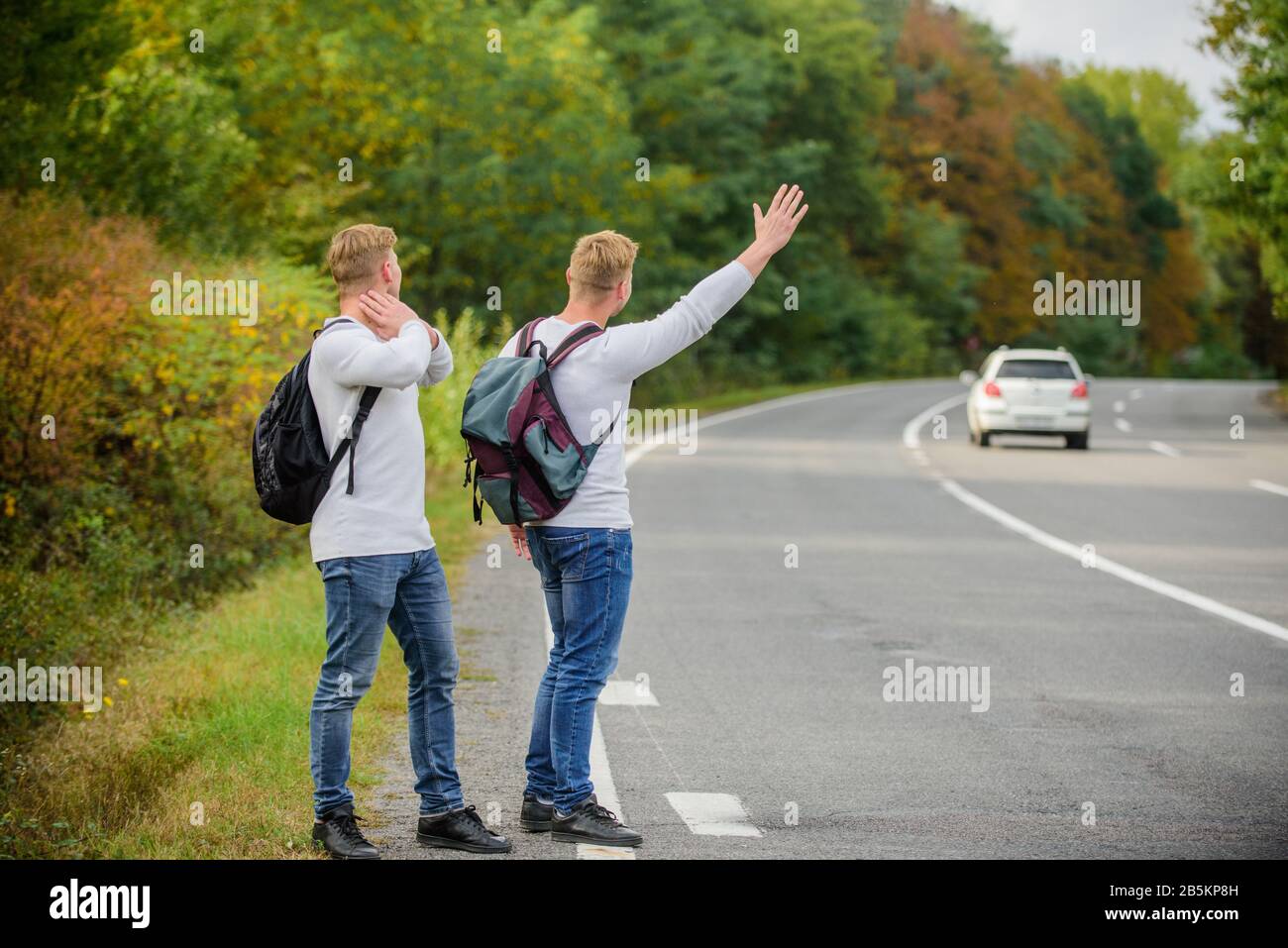 Try to stop some car. Reason people pick up hitchhikers. Missed their ...