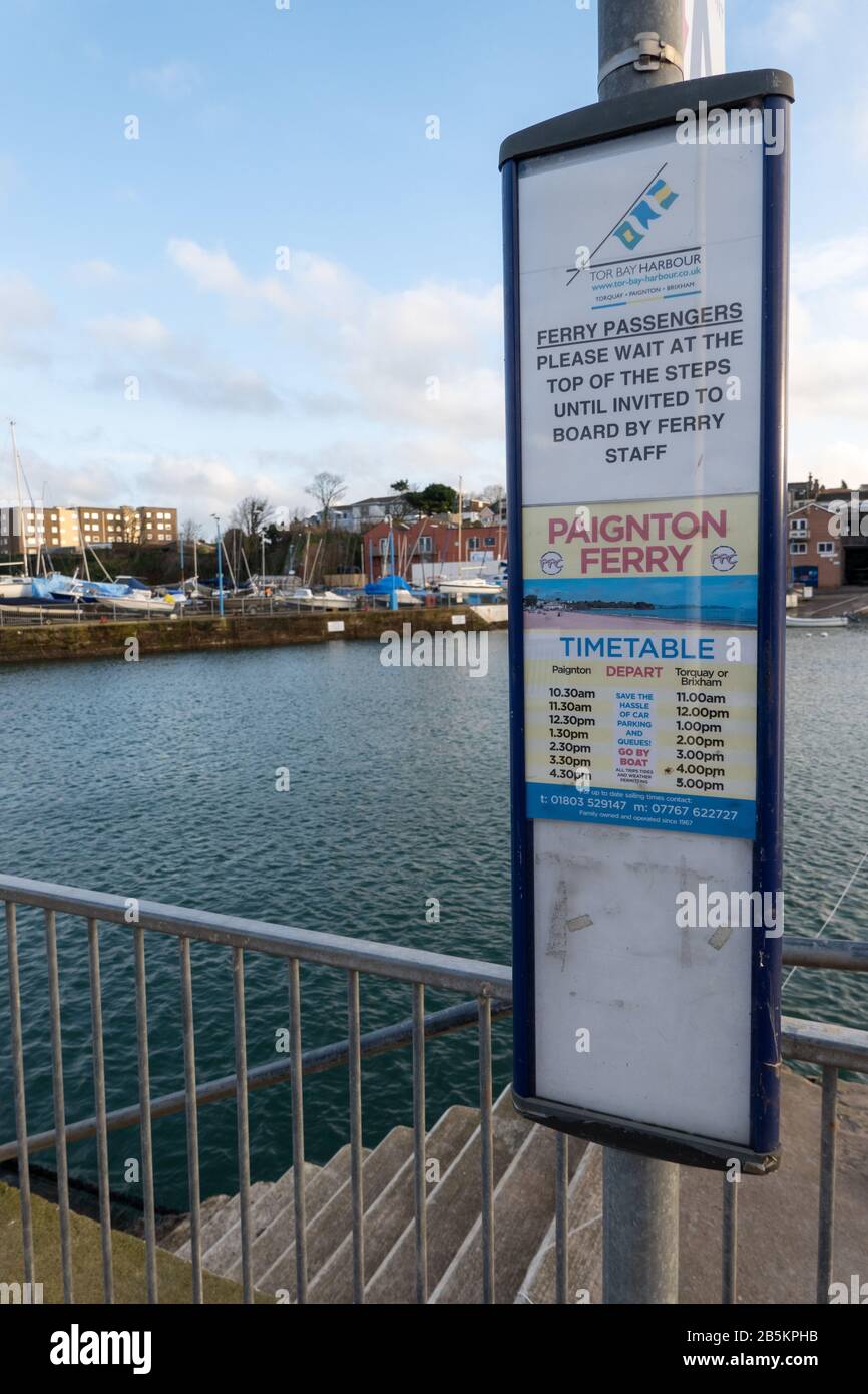 Passenger Ferry Timetable, Paignton harbour Stock Photo - Alamy
