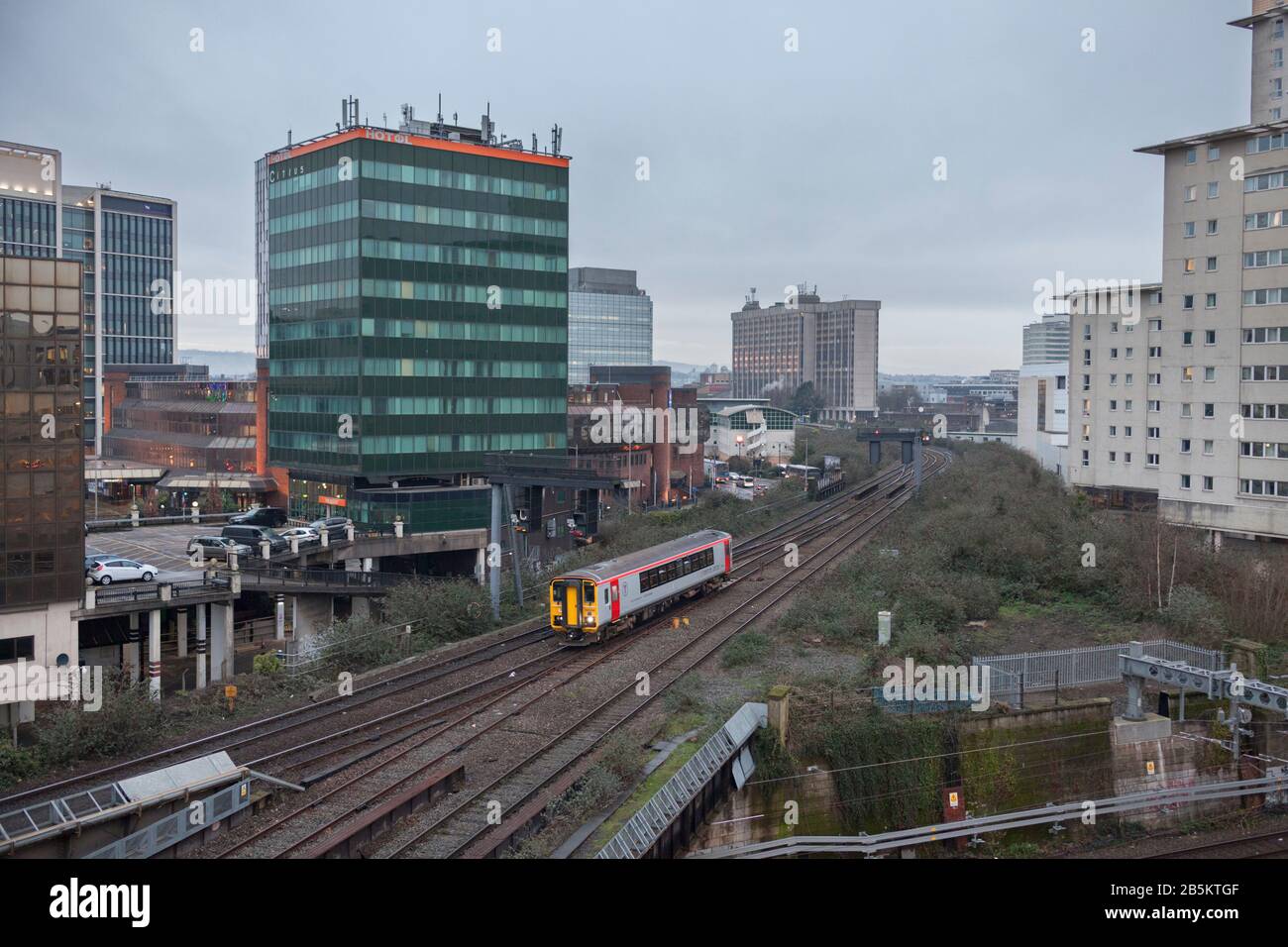 Transport for Wales class 153 sprinter train in central Cardiff between ...