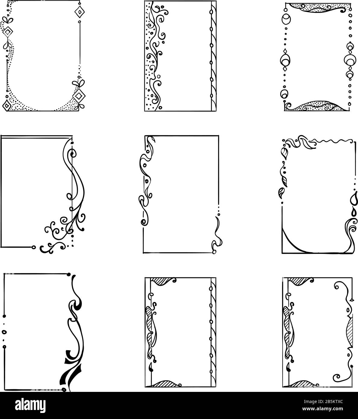 Decorative vintage hand drawn frames - vector illustration Stock Vector ...