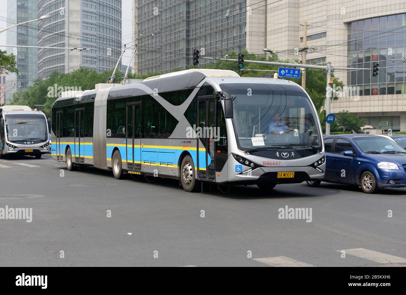 Bus rapid transit line 3 trolleybus in the Asian Games village, Beijing ...