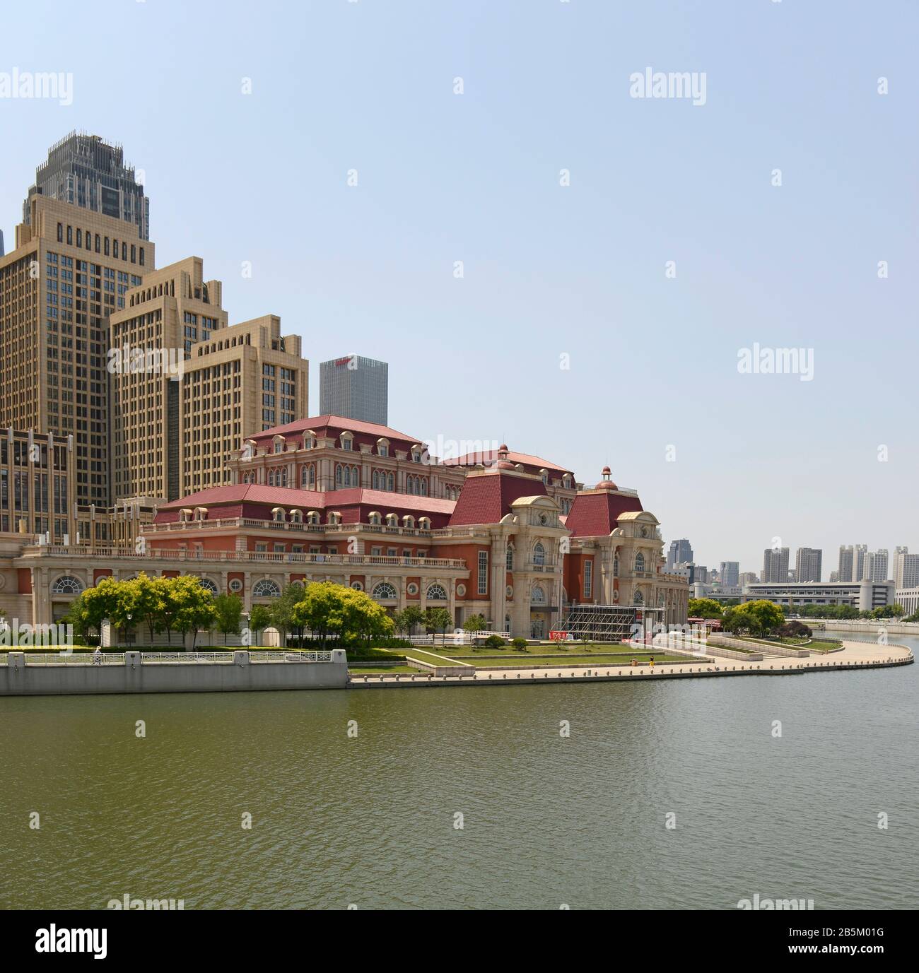 New-build, old style buildings on the bank of the Haihe river, Tianjin ...