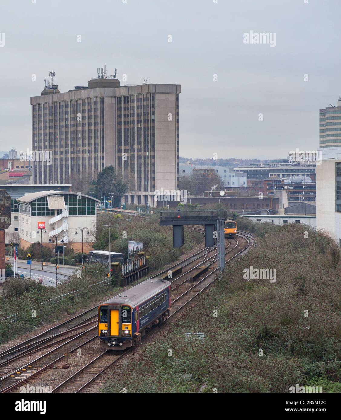 Transport for Wales class 153 sprinter train in central Cardiff between ...