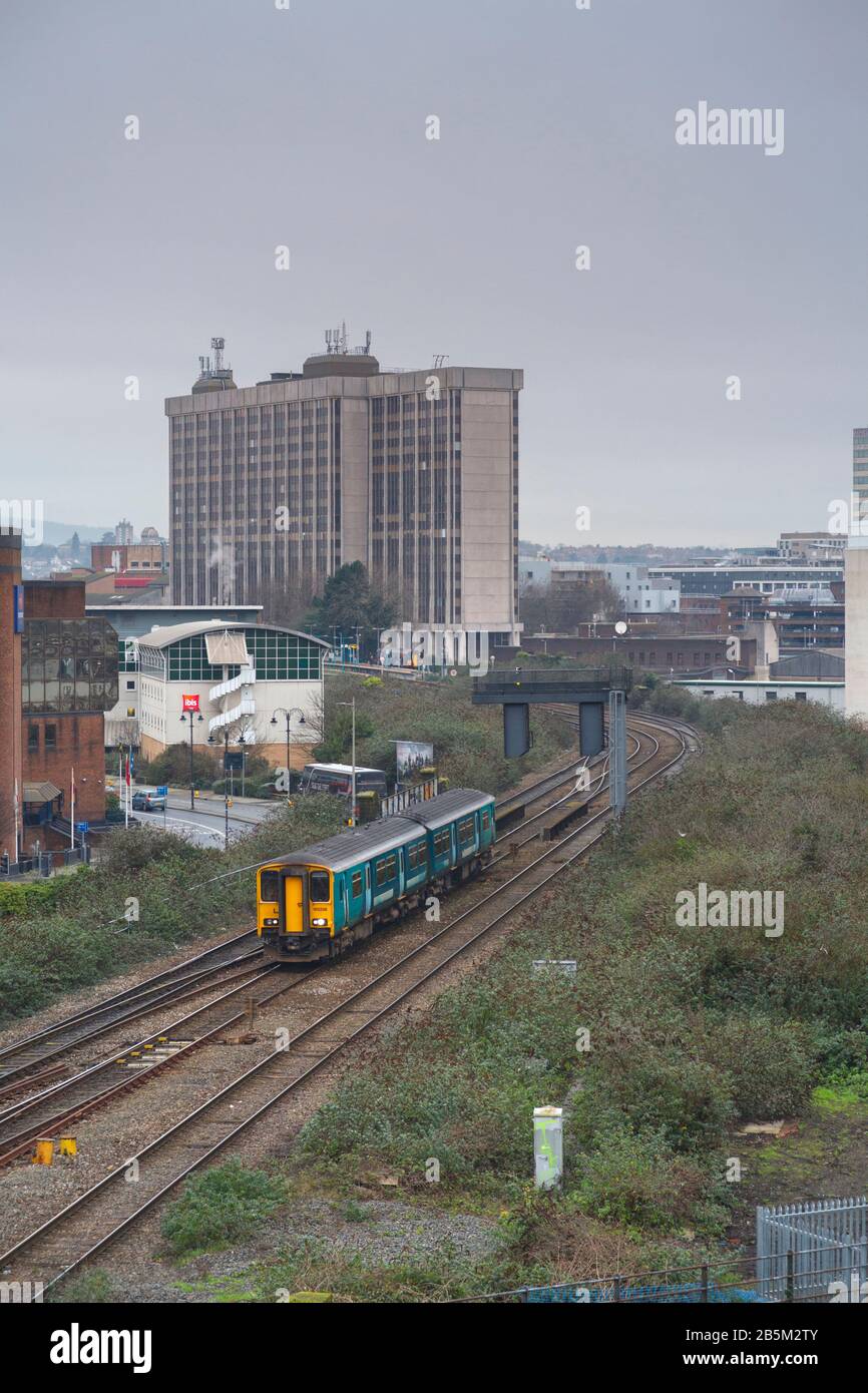 Transport for Wales class 150 sprinter train in central Cardiff between ...