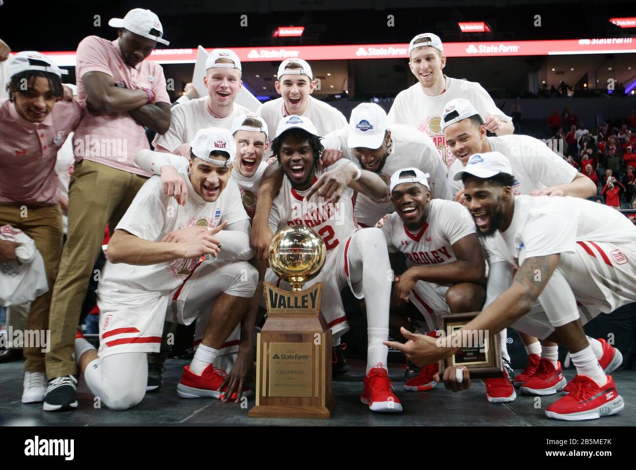 St. Louis, United States. 08th Mar, 2020. The Bradley Braves pose with ...