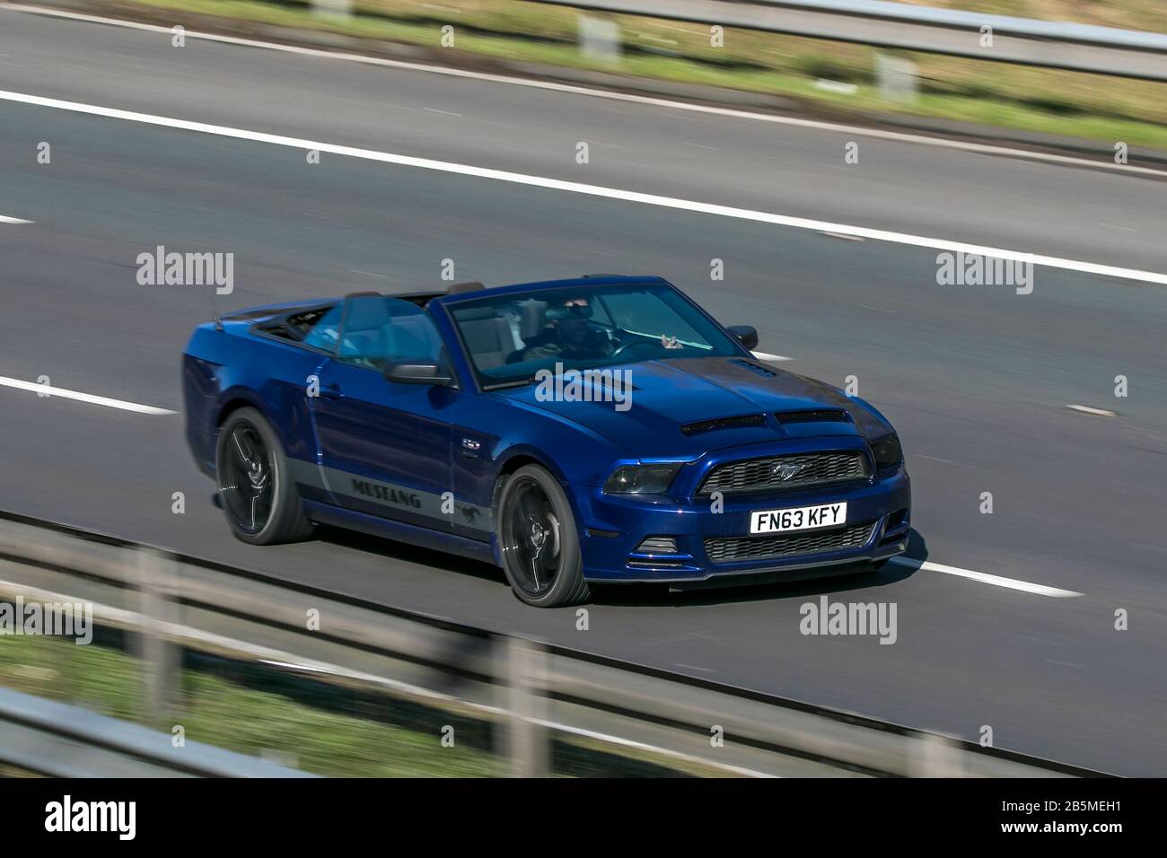 FN63KFY Ford Mustang GT Petrol driving on the M6 motorway near Preston ...
