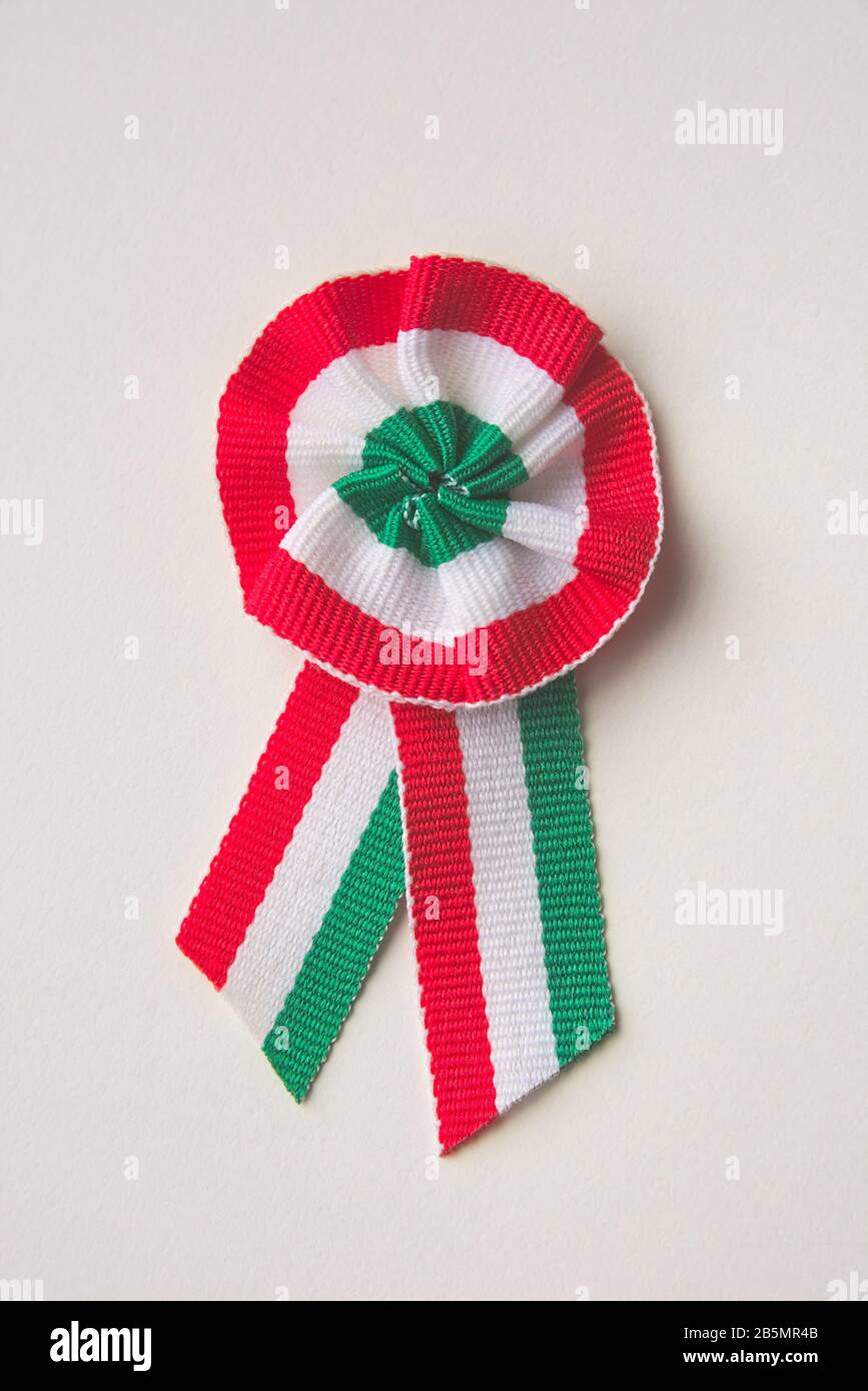 Red White Green Hungarian Cockade on White Background Closeup Stock ...