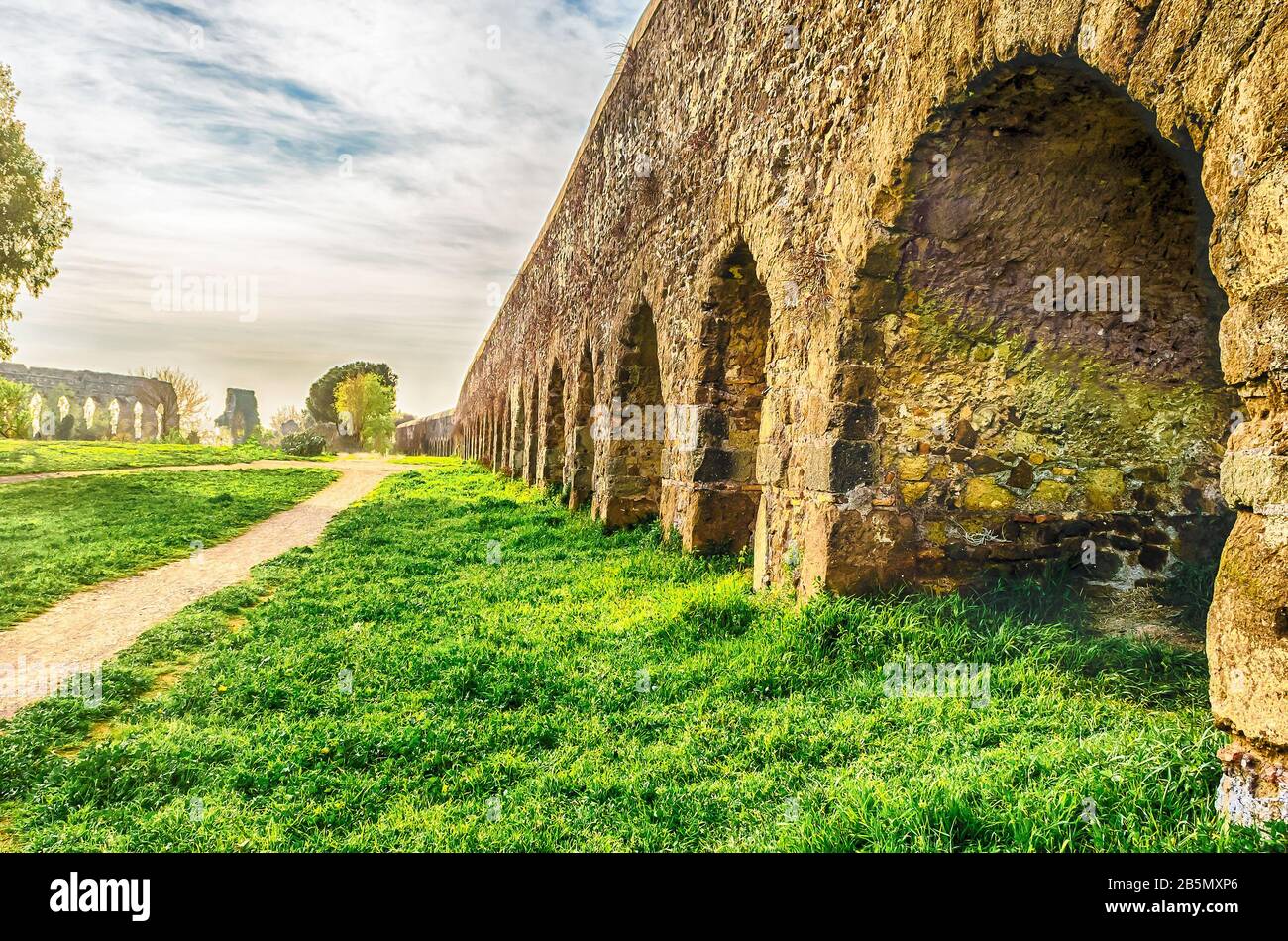 Ruins of the iconic Parco degli Acquedotti, Rome, Italy. The public ...