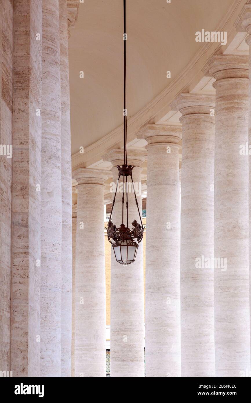 Detail of colonnade at St. Peter's Square in Vatican City, Rome, Italy ...
