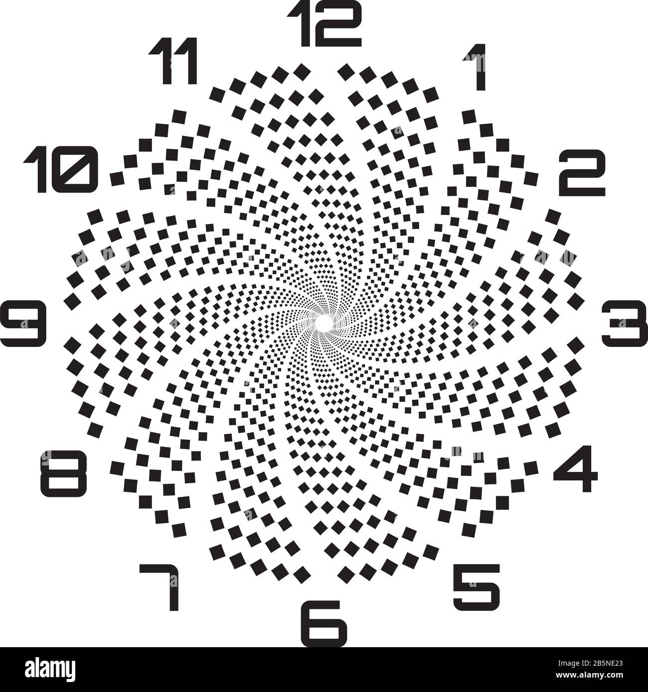 clock dial black big numbers diamond fan like swirl signs pointing ...