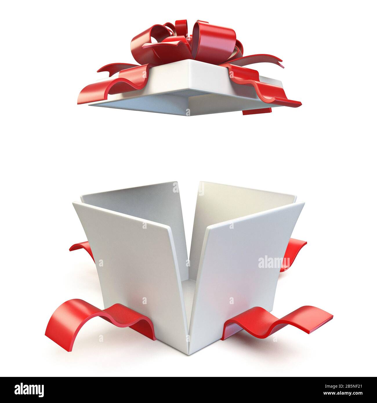 Opened gift box 3D render illustration isolated on white background ...