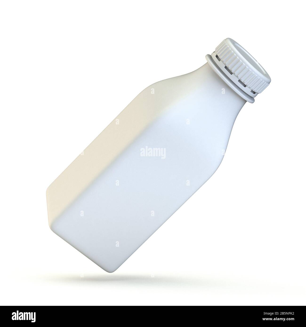 Square plastic bottle with lid Angled 3D render illustration isolated ...