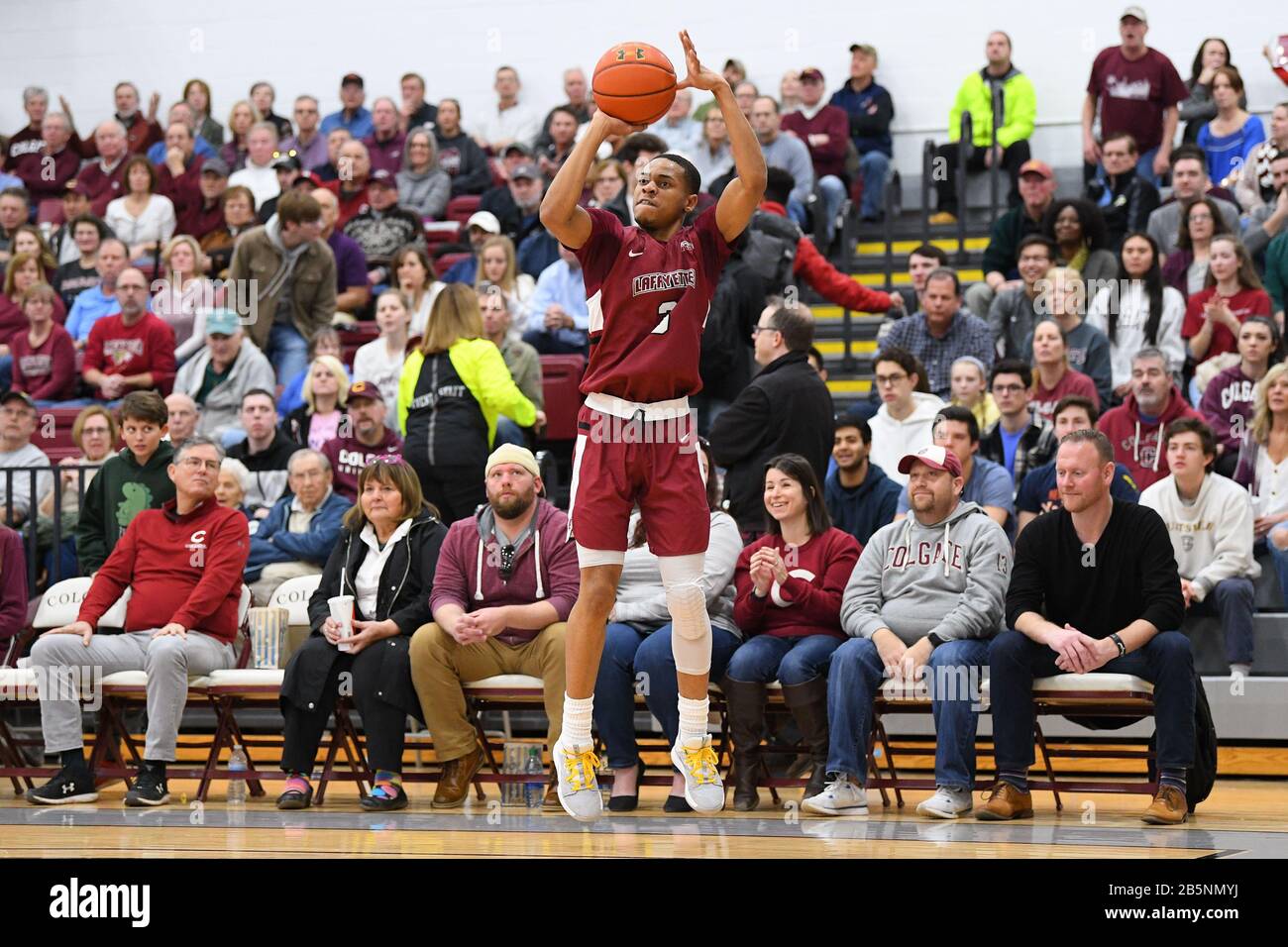 Hamilton, New York, USA. 8th Mar, 2020. Lafayette Leopards guard Tyrone ...