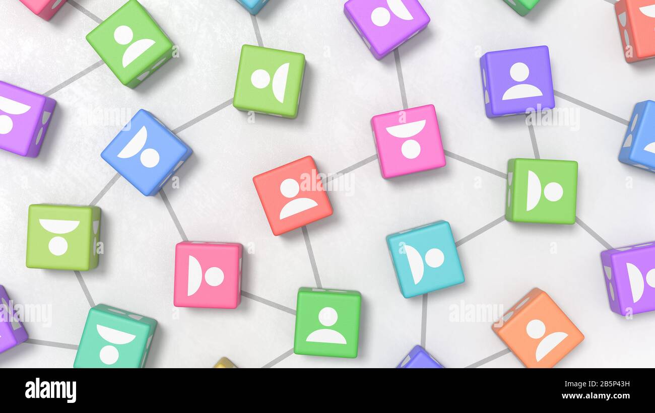 People Profile on Colorful Cubes, Social Network Concepts Stock Photo ...