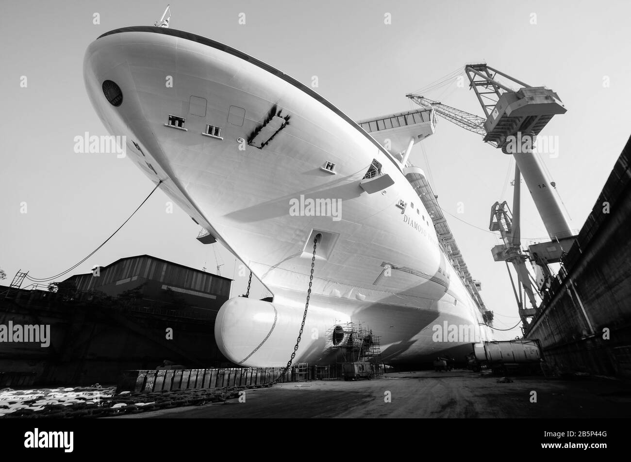 The Diamond Princess in dry dock, Sembawang Shipyard Stock Photo - Alamy