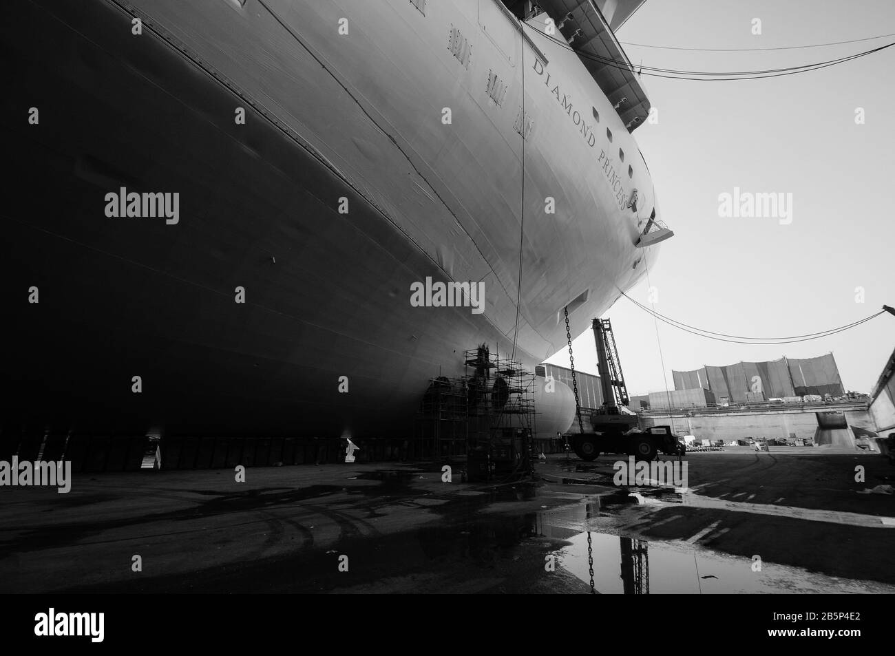 The Diamond Princess in dry dock, Sembawang Shipyard Stock Photo - Alamy