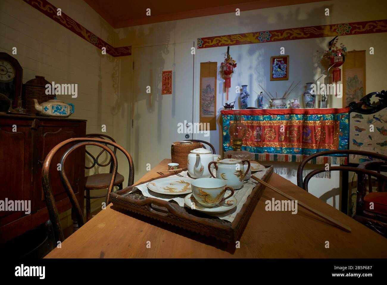 A typical shophouse tea service at the Chinese heritage Golden Dragon ...