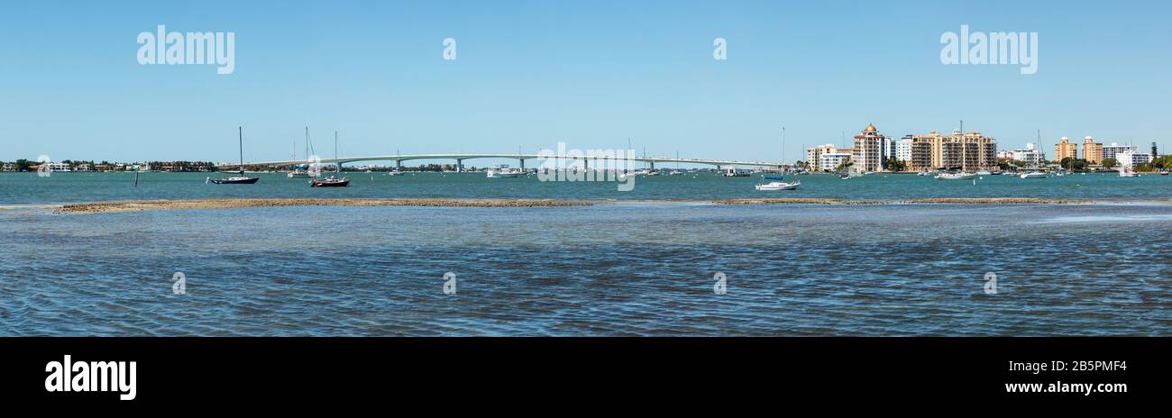 Sarasota Bay with the John Ringling Causeway bridge in the background ...