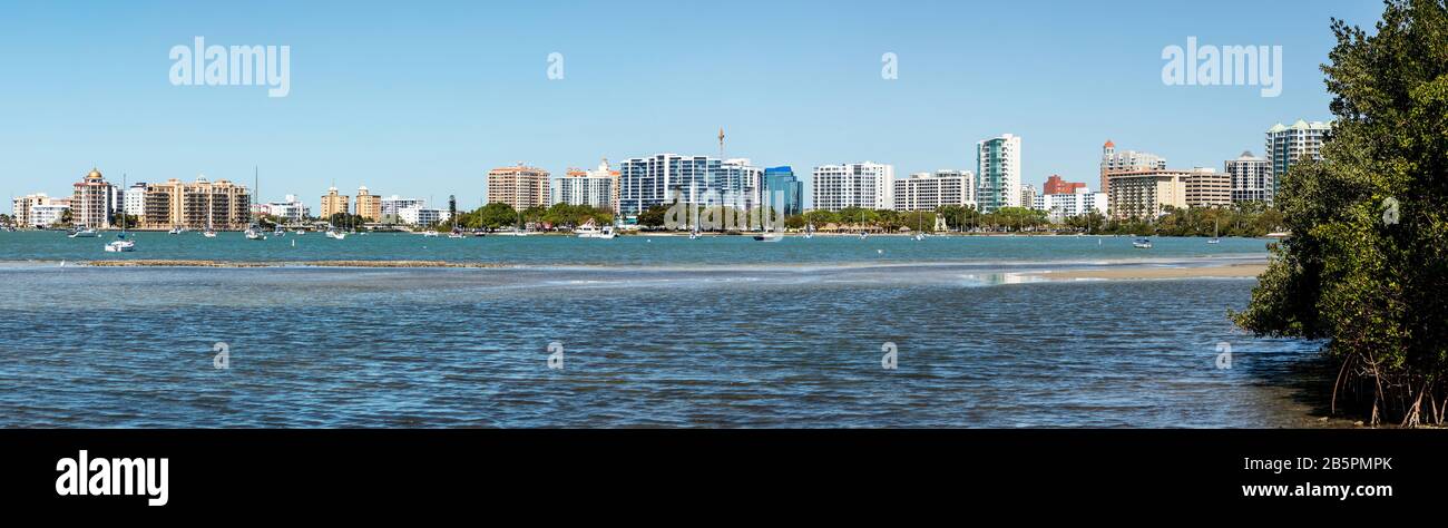 Sarasota Bay with the John Ringling Causeway bridge in the background ...