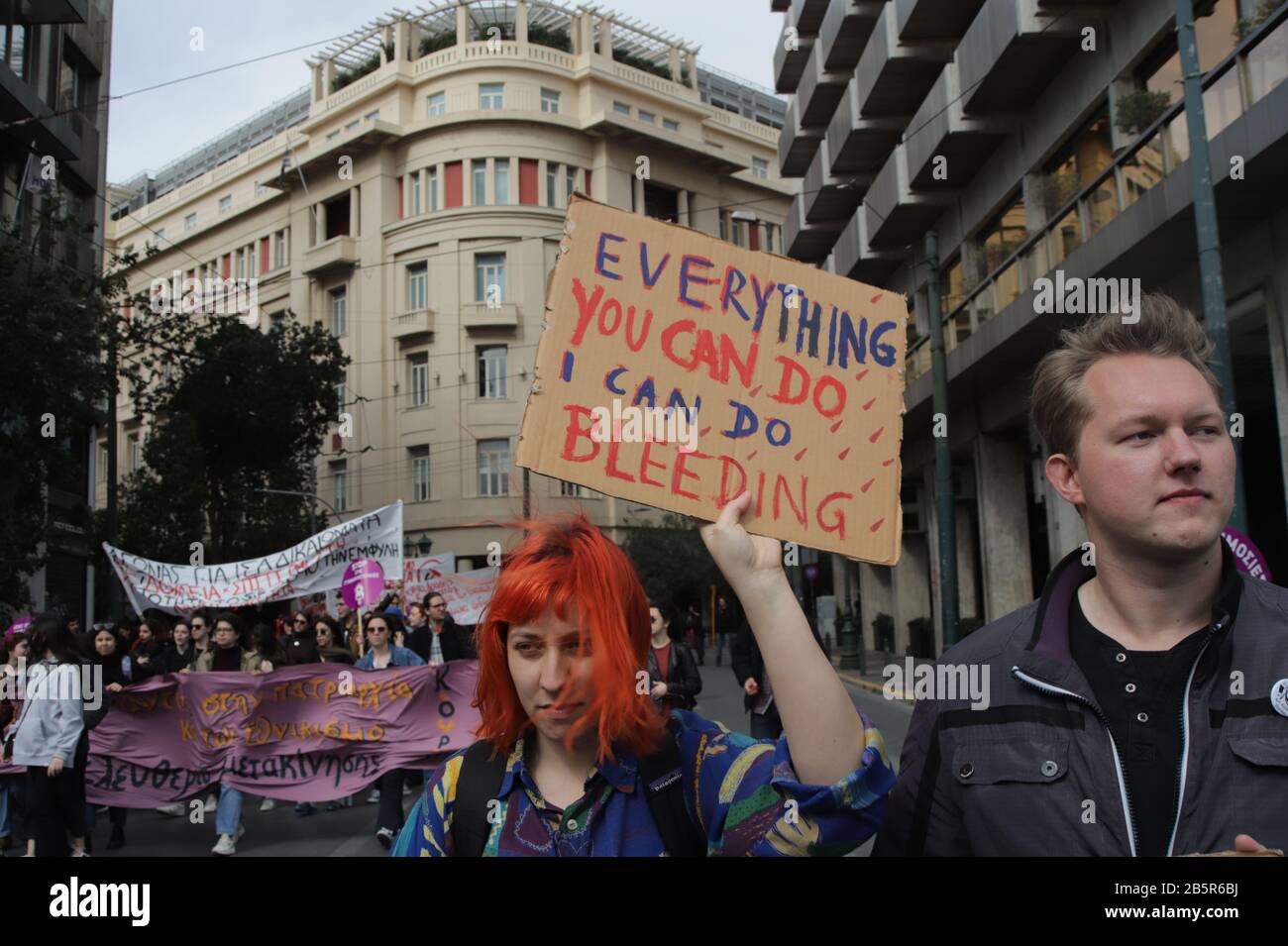 Athens, Greece. 08th Mar, 2020. Hundreds of activists take part in the ...