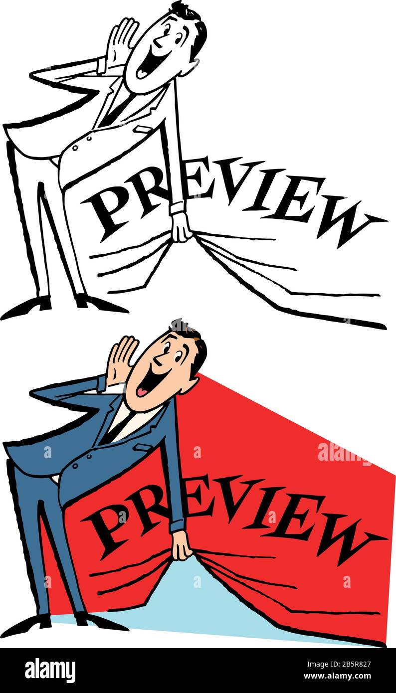 A businessman lifts a curtain to give you a sneak preview Stock Vector ...