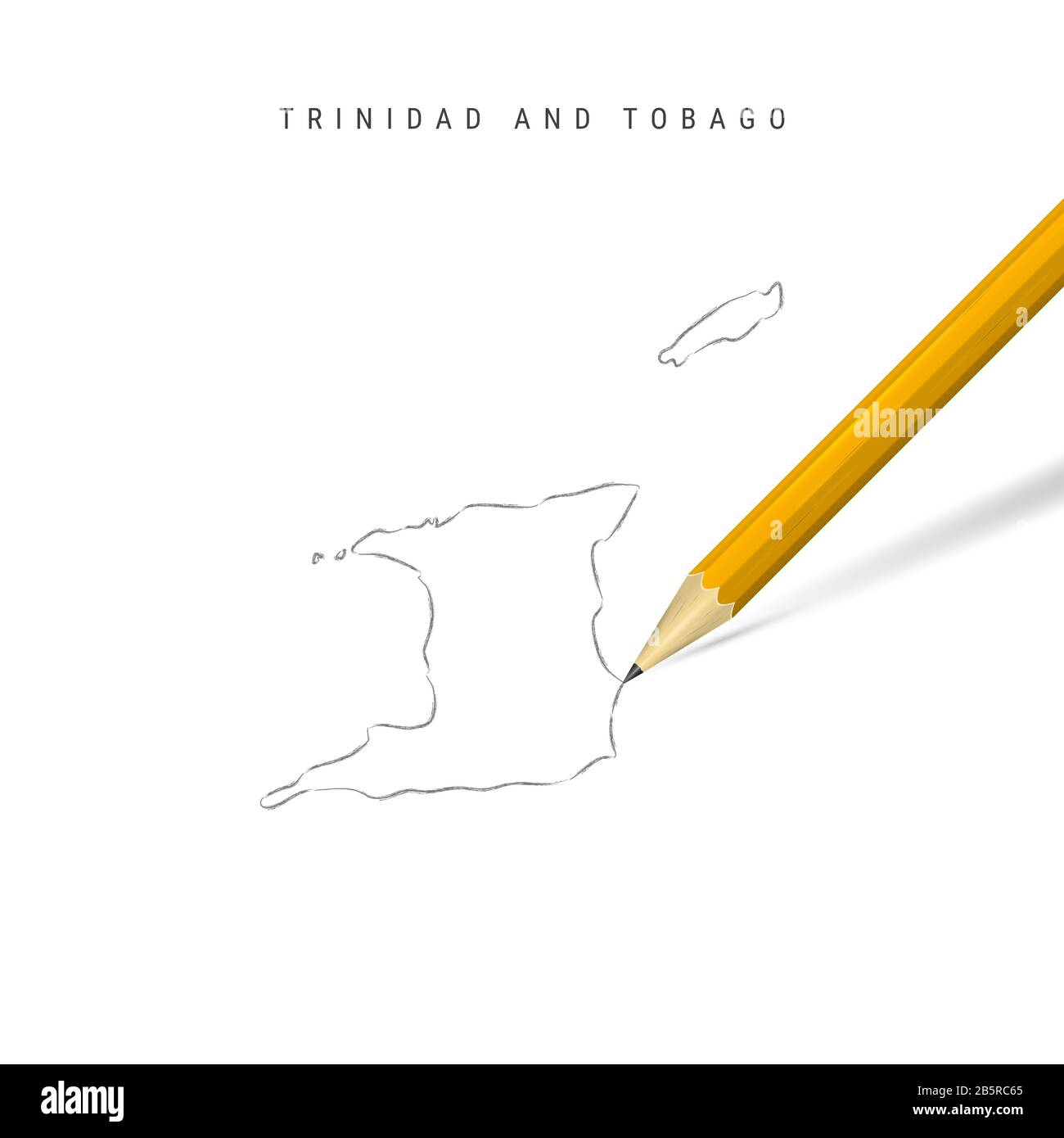 Trinidad and Tobago freehand pencil sketch outline map isolated on ...