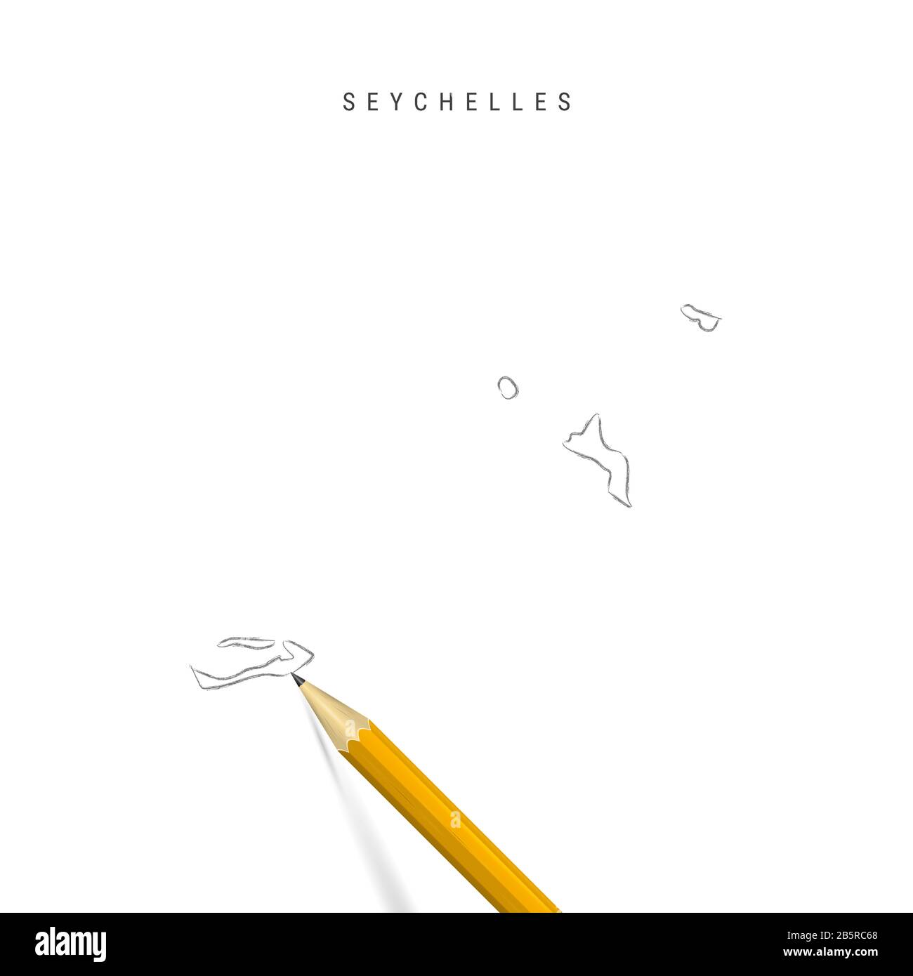 Seychelles freehand pencil sketch outline map isolated on white ...