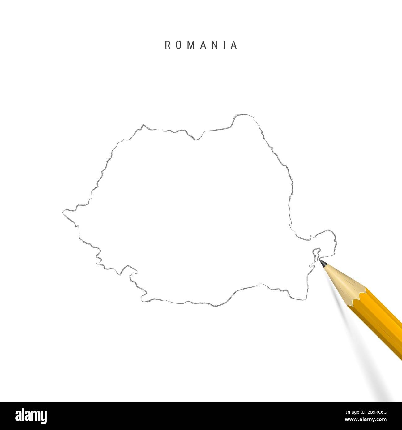 Romania freehand pencil sketch outline map isolated on white background ...