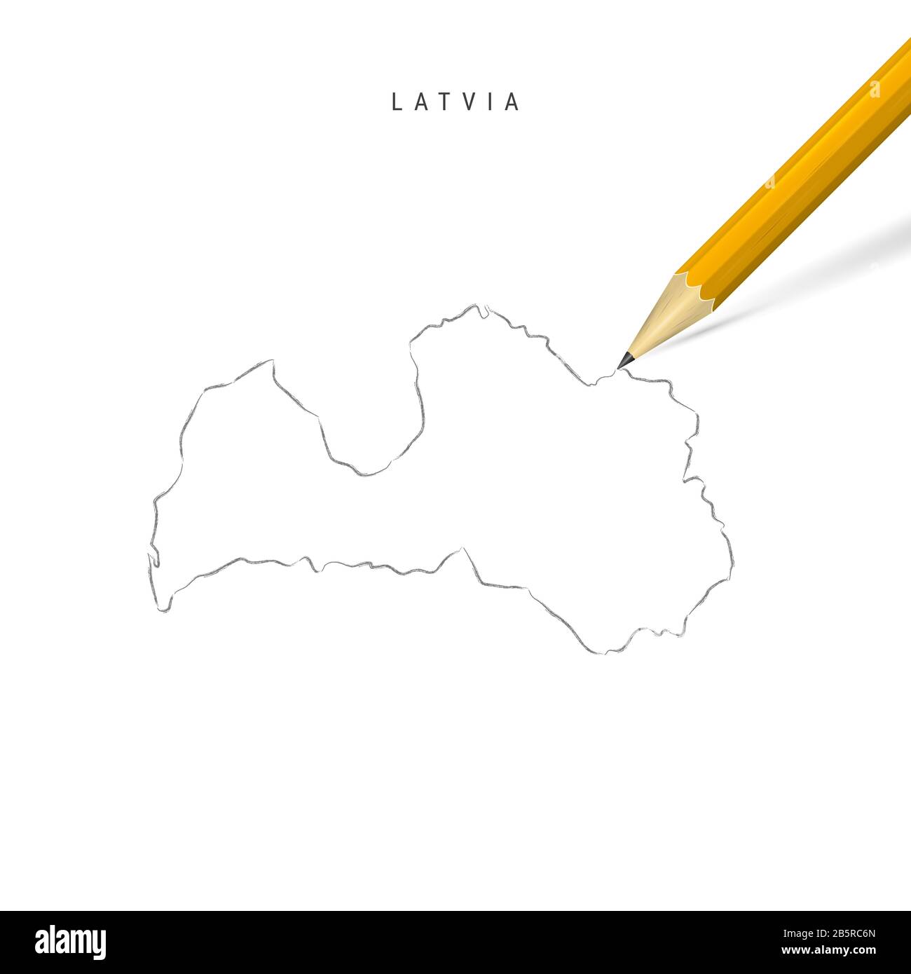 Latvia freehand pencil sketch outline map isolated on white background ...