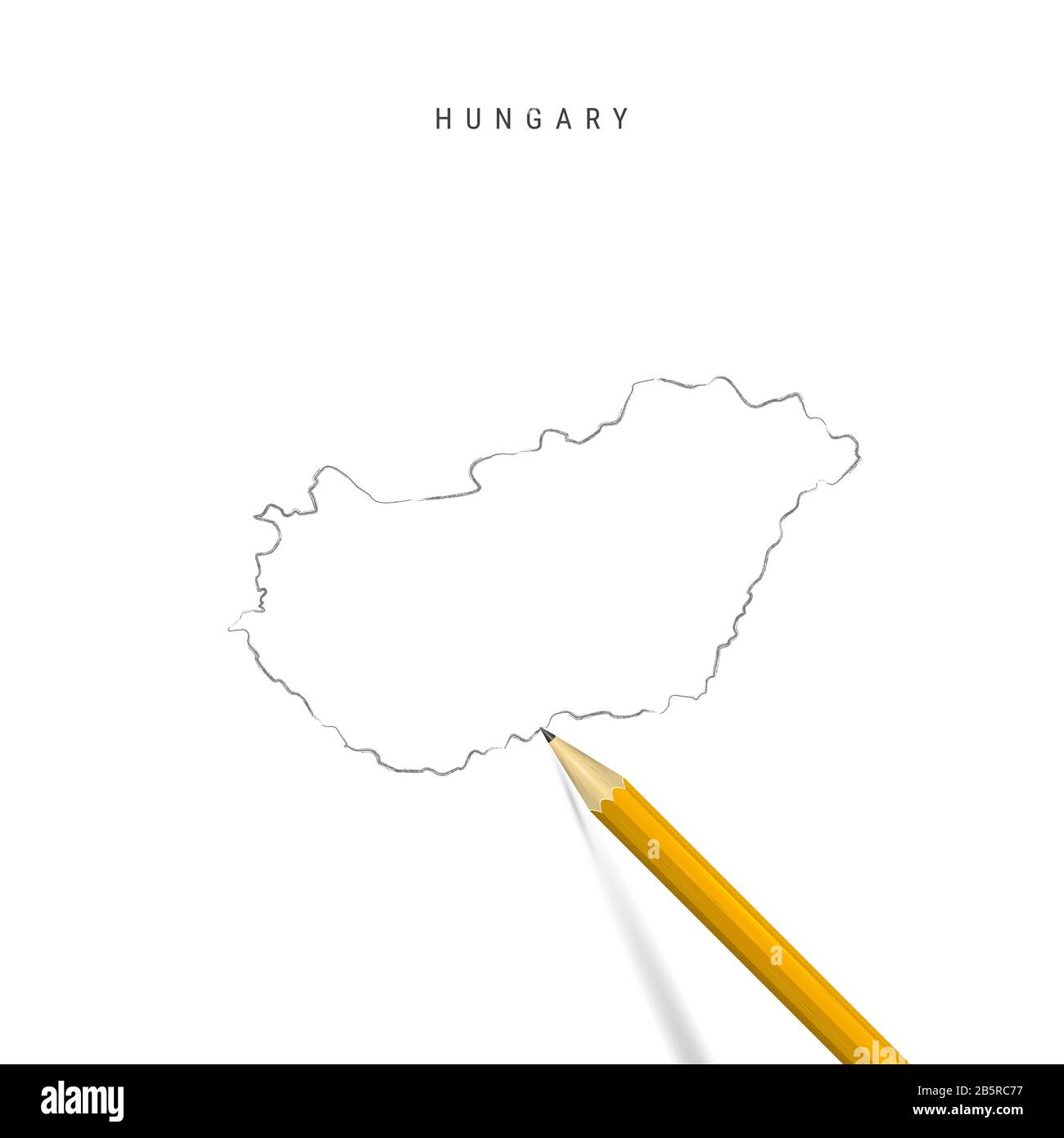 Hungary freehand pencil sketch outline map isolated on white background ...