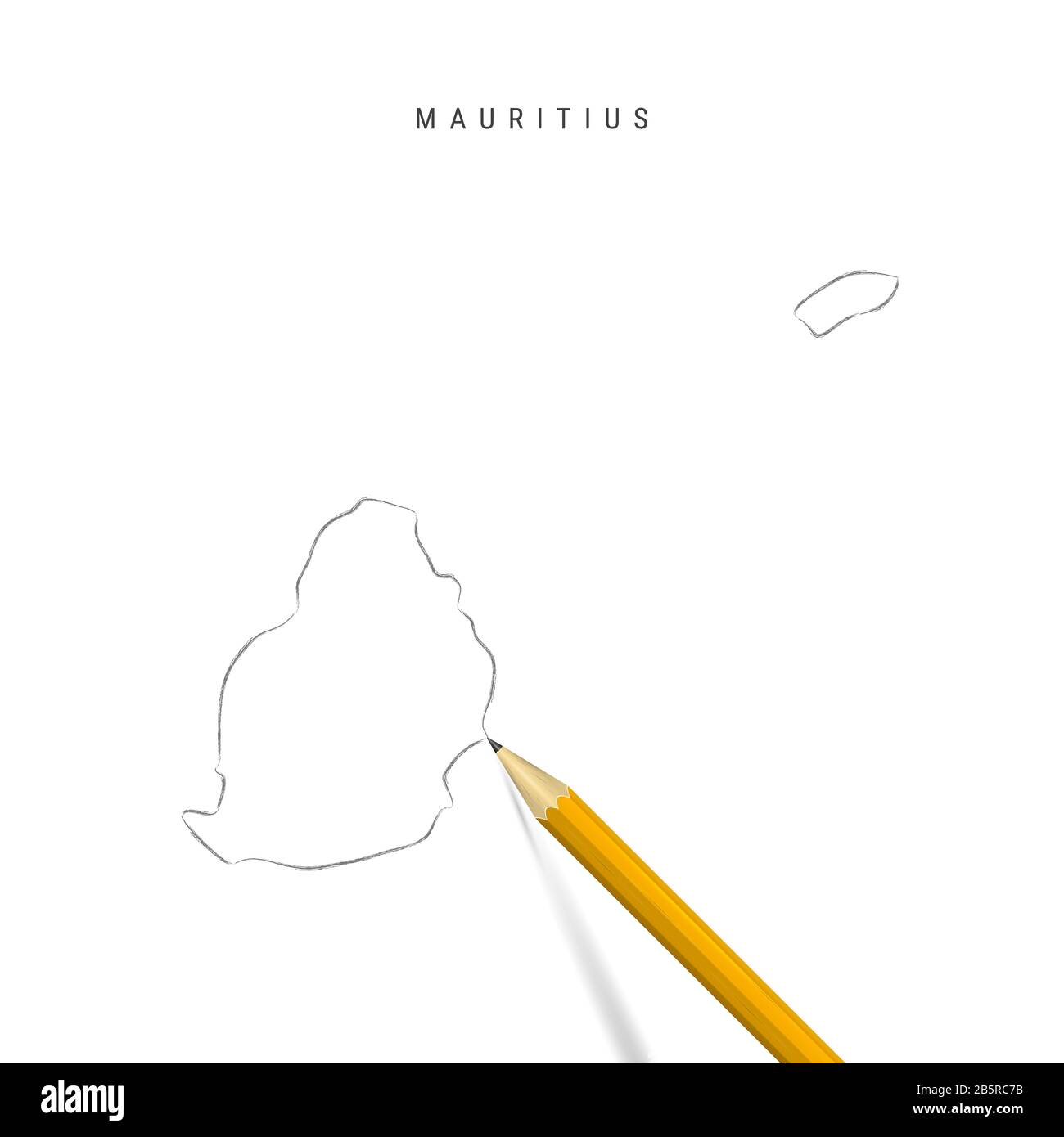 Mauritius freehand pencil sketch outline map isolated on white ...