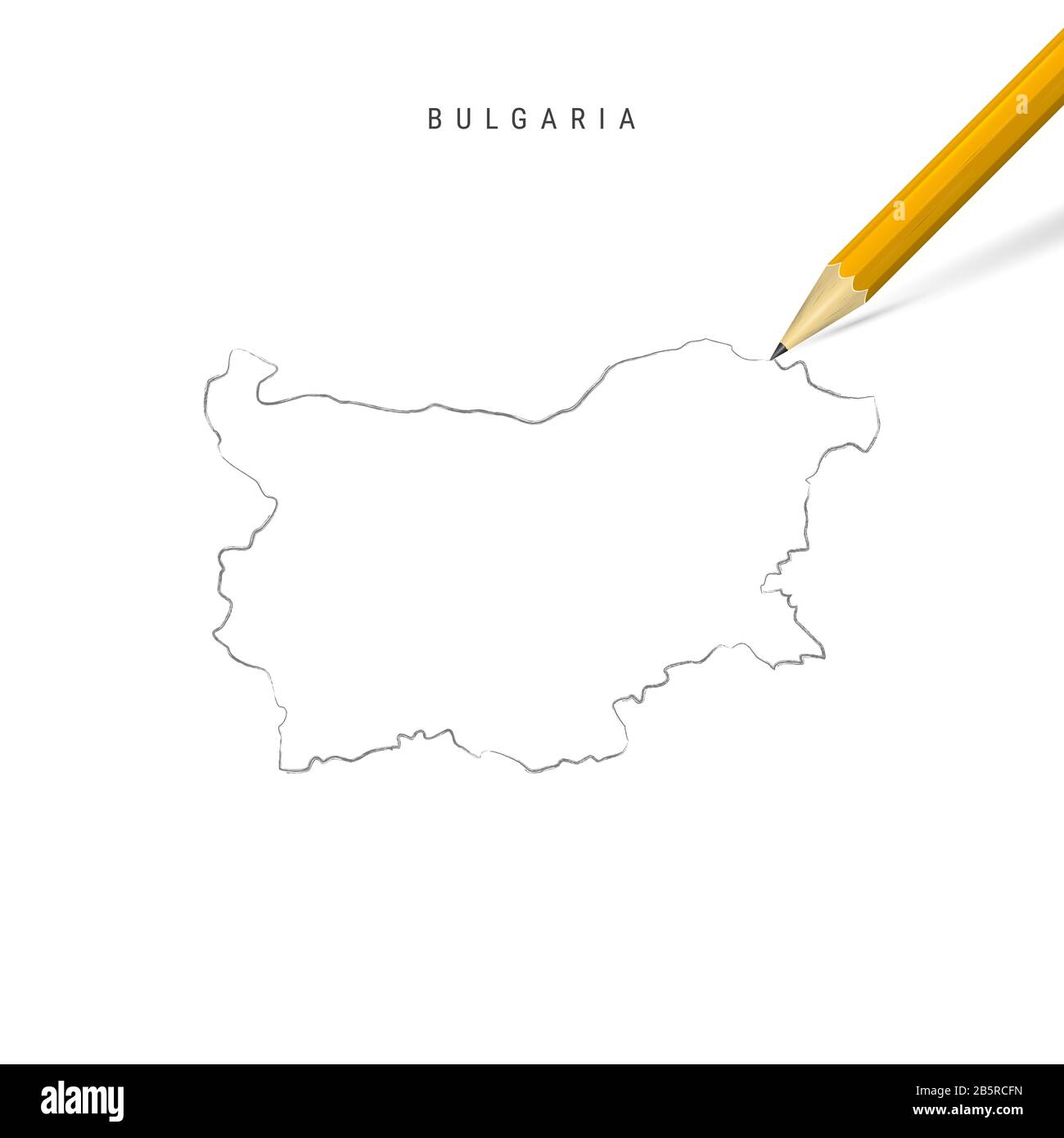 Bulgaria freehand pencil sketch outline map isolated on white ...