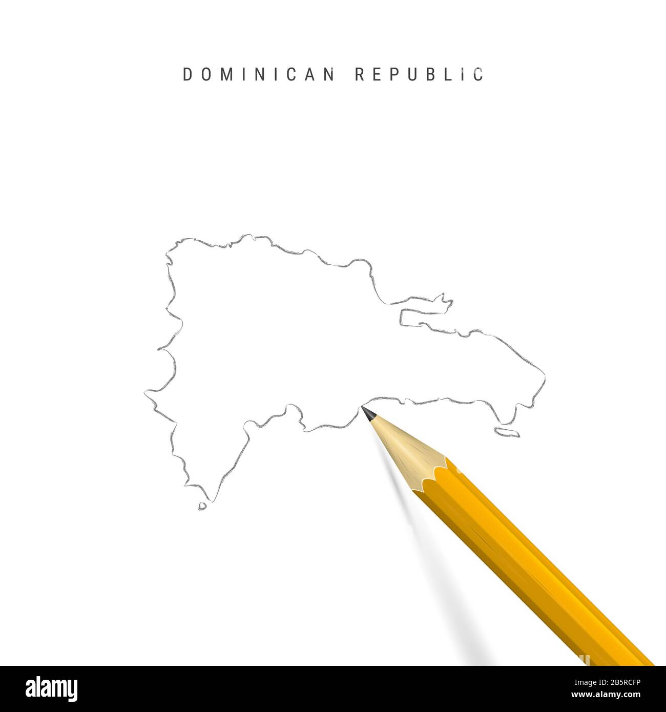 Dominican Republic freehand pencil sketch outline map isolated on white ...